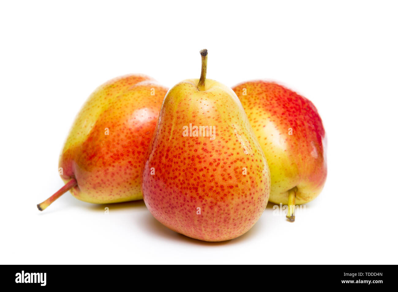 ripe red yellow pear fruits isolated on white background Stock Photo ...