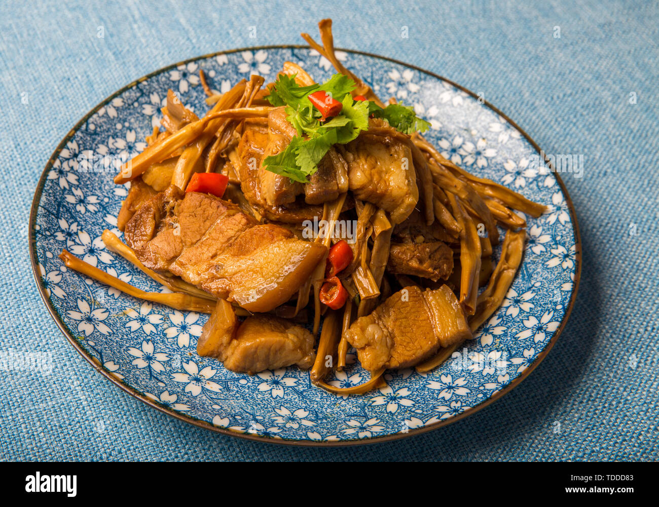 Dried bamboo shoots roast meat, delicious Stock Photo - Alamy