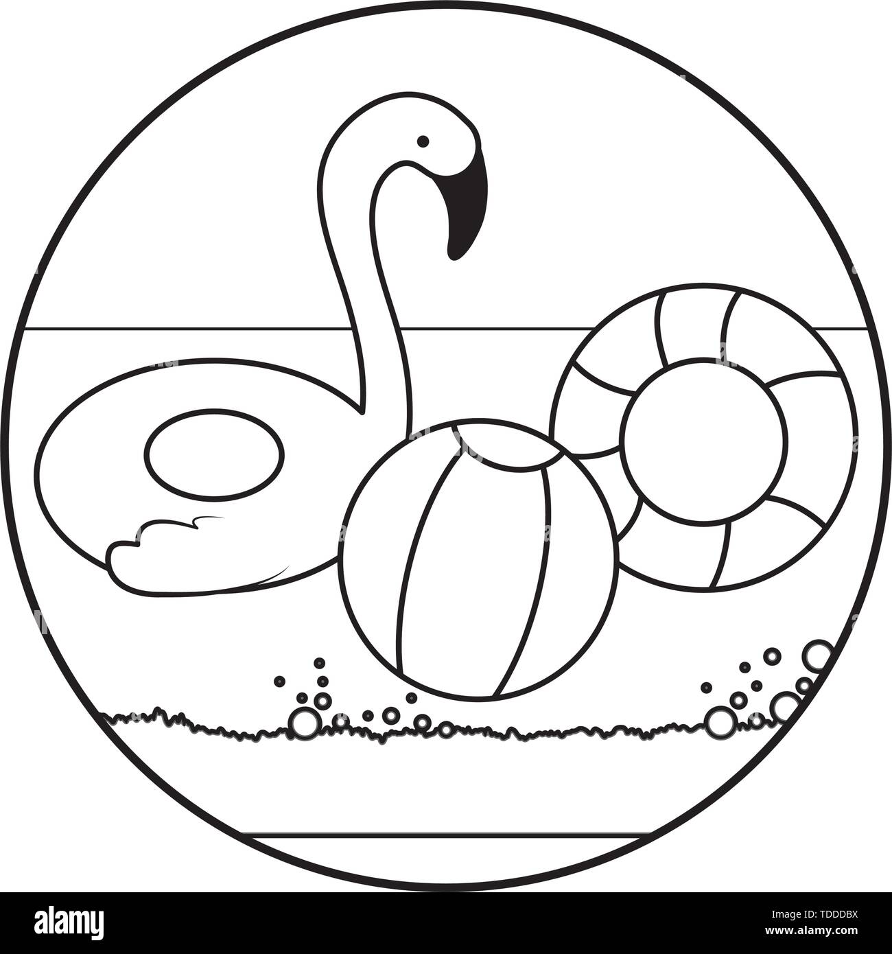 floats protections summer with ball of beach in beach vector ...