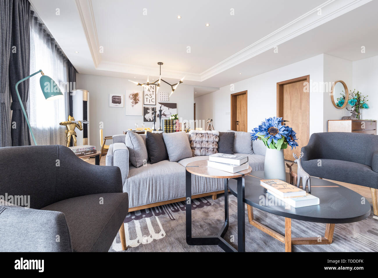 Design of interior design space of model room in modern living room ...