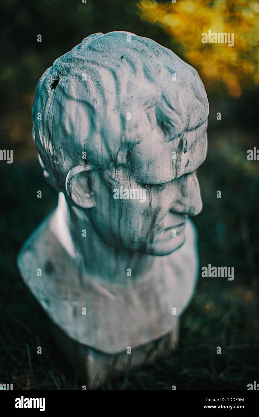 The plaster statue in the garden Stock Photo - Alamy