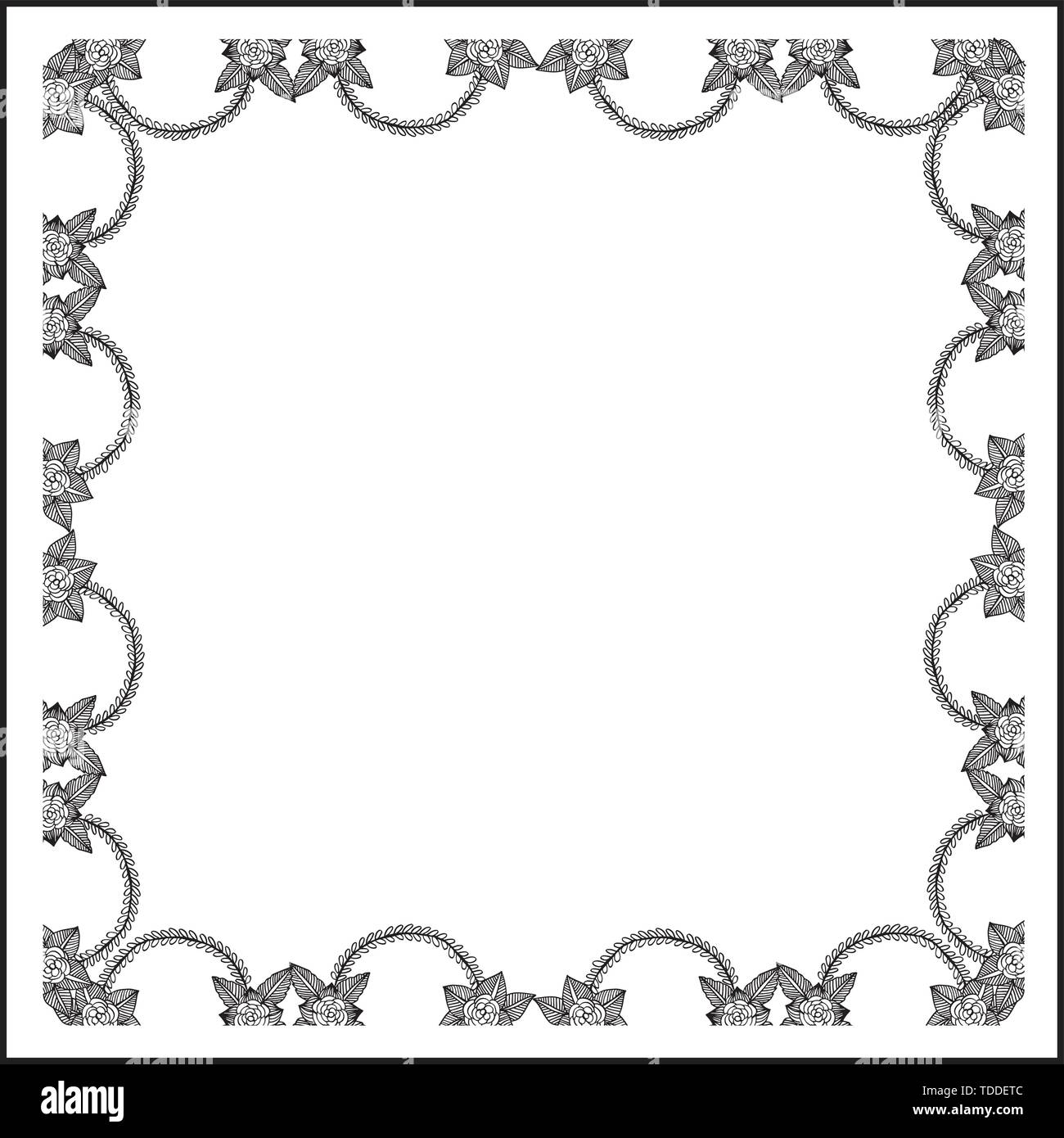 Vector illustration greeting card with decoration art flower frame of ...