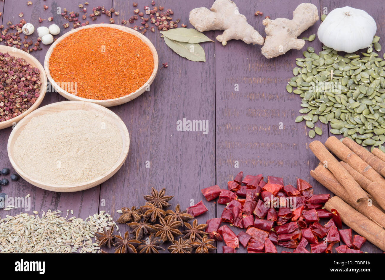 All kinds of seasonings, Chinese seasonings, high angle overhead shot ...