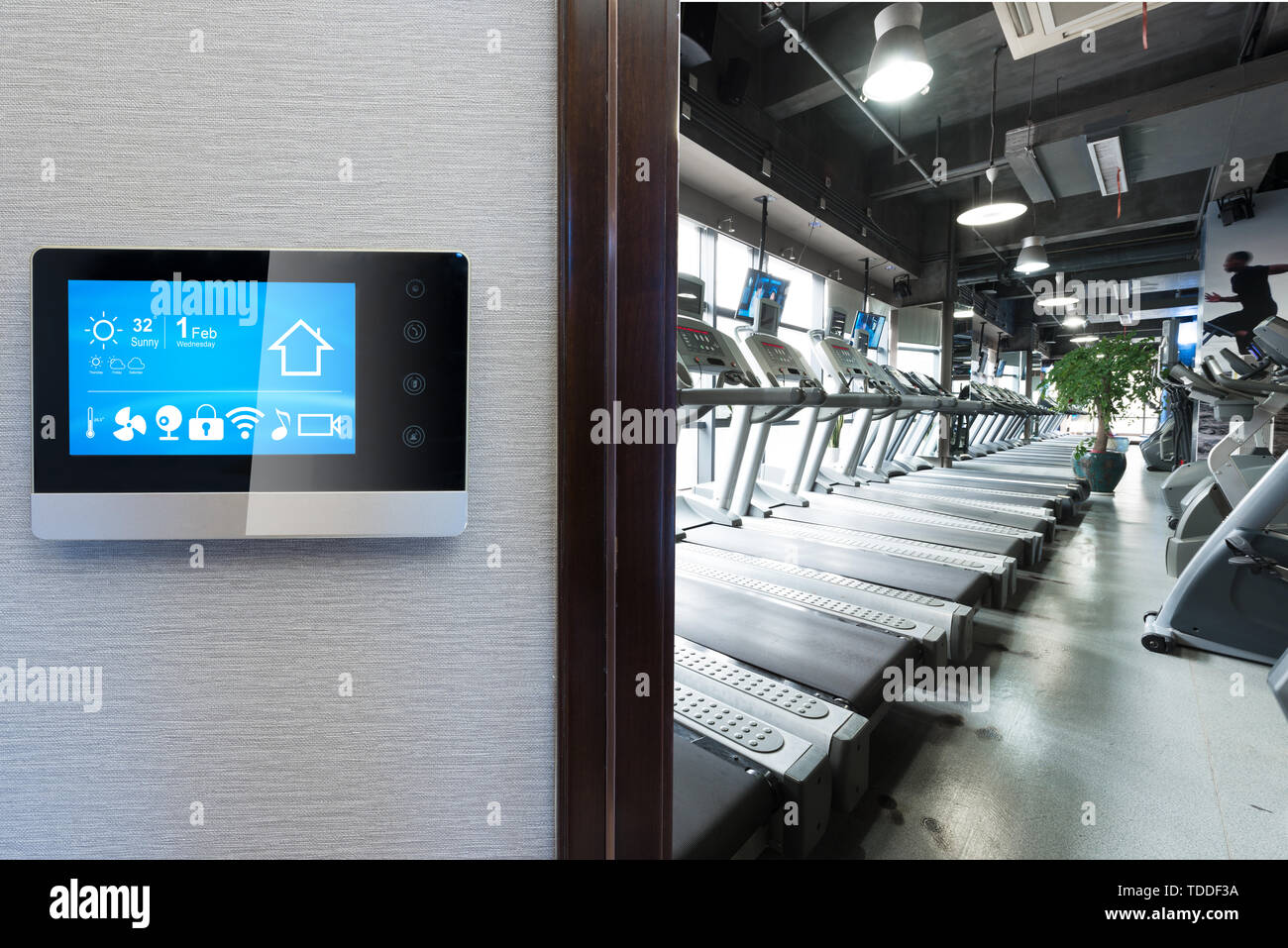 smart screen with smart home with modern gym Stock Photo - Alamy