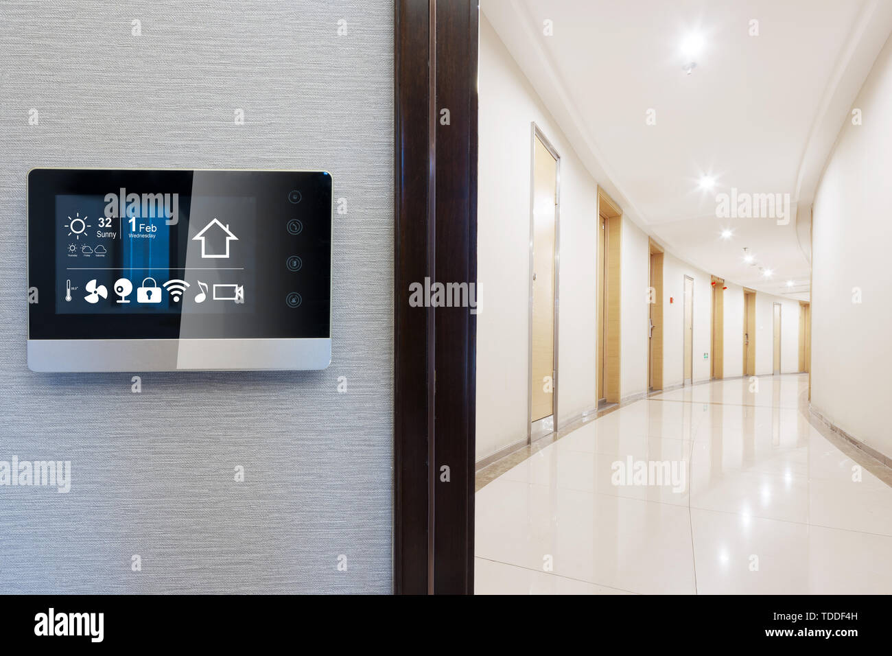 smart screen with smart home with modern corridor Stock Photo - Alamy