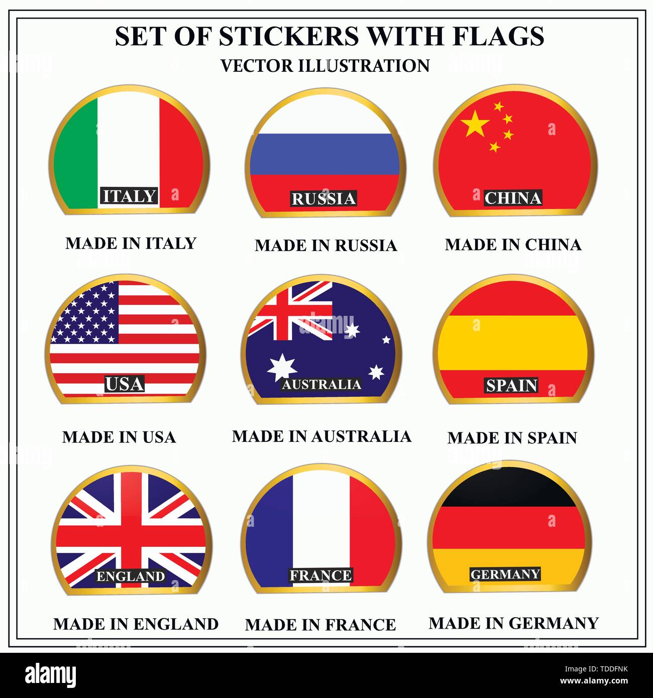Bright set of stickers with flags. Colorful illustration with flags of ...
