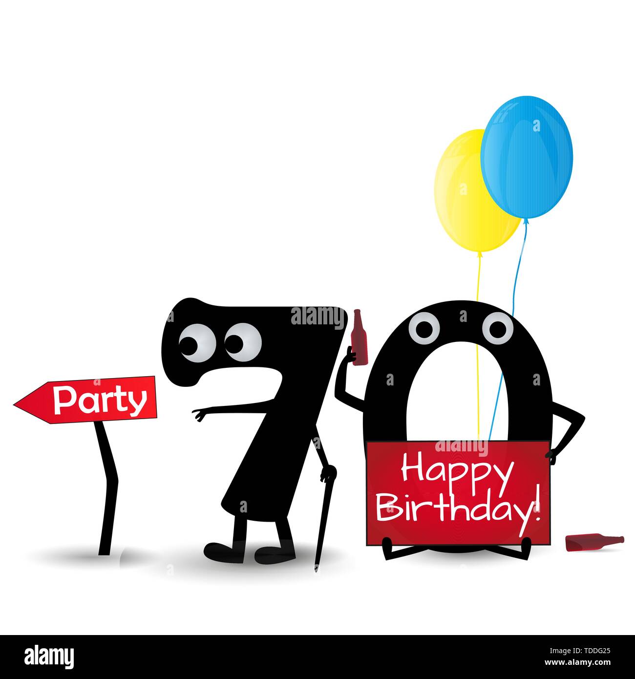 happy birthday card 70 party invitation template isolated on white ...