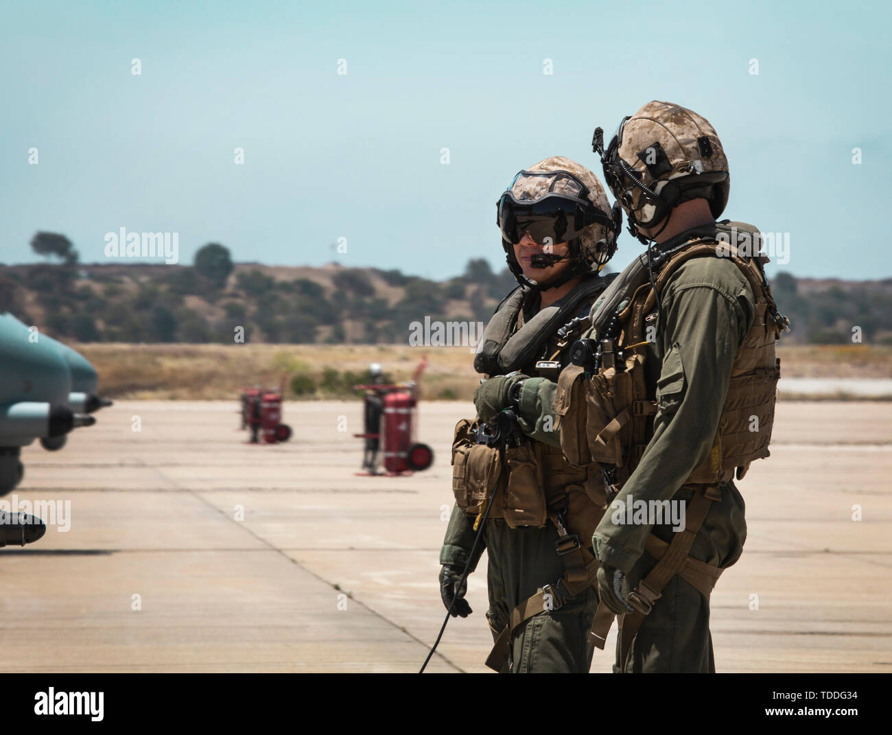 Two crew chiefs with Marine Medium Tiltrotor Squadron (VMM) 764, 4th ...