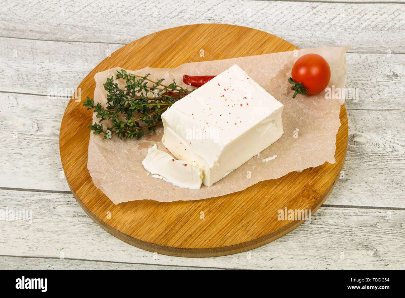 Traditional Feta Cheese served thyme Stock Photo - Alamy