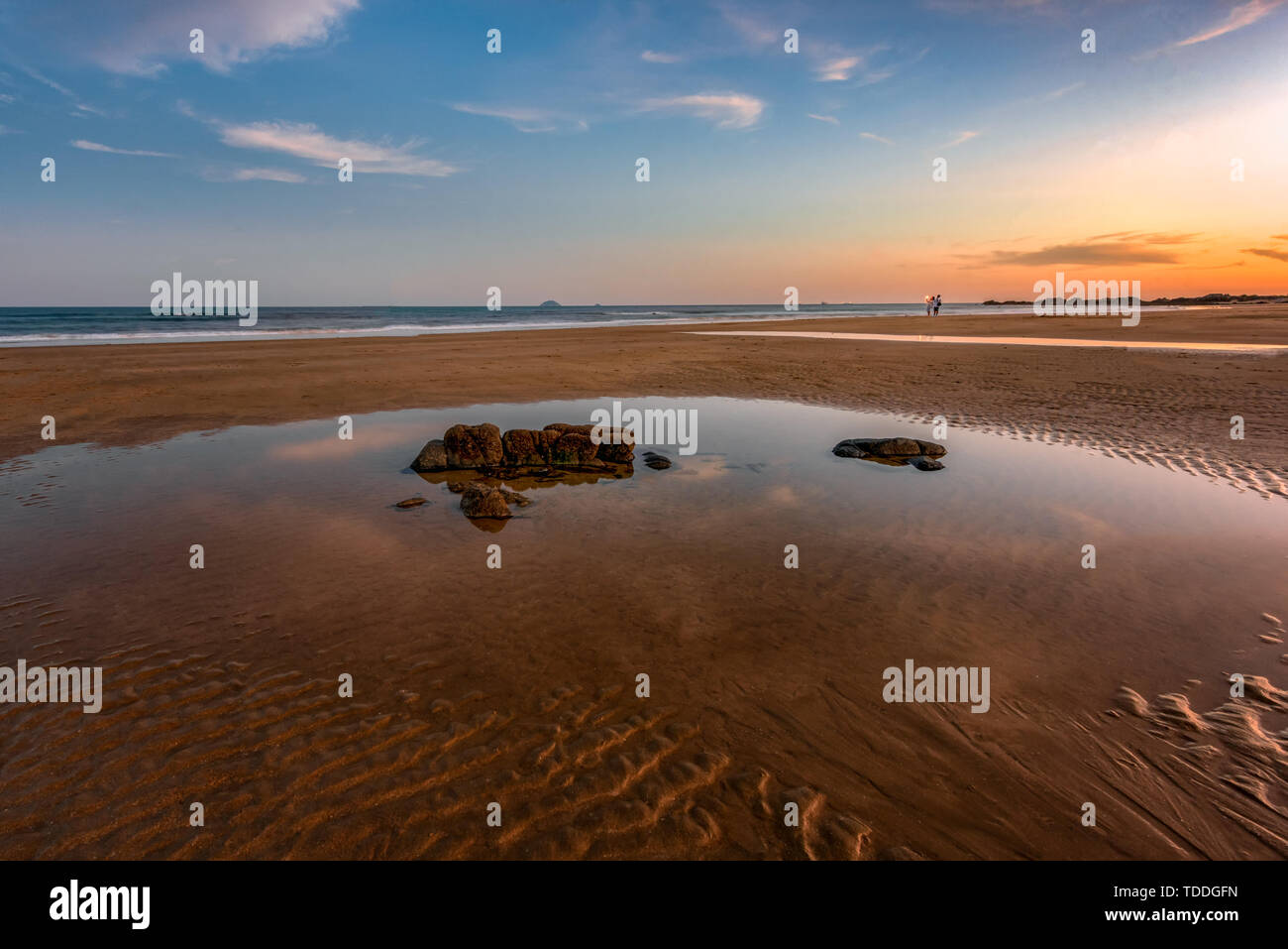 The beach in the evening Stock Photo - Alamy