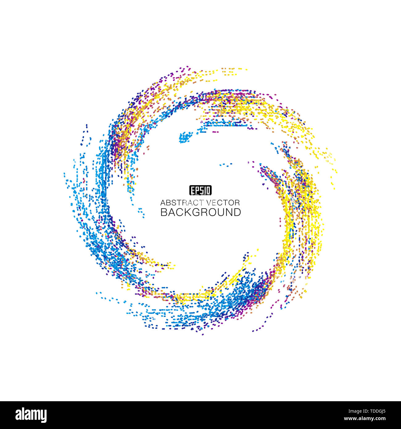 Spiral abstract pattern background composed of colored particle dots ...