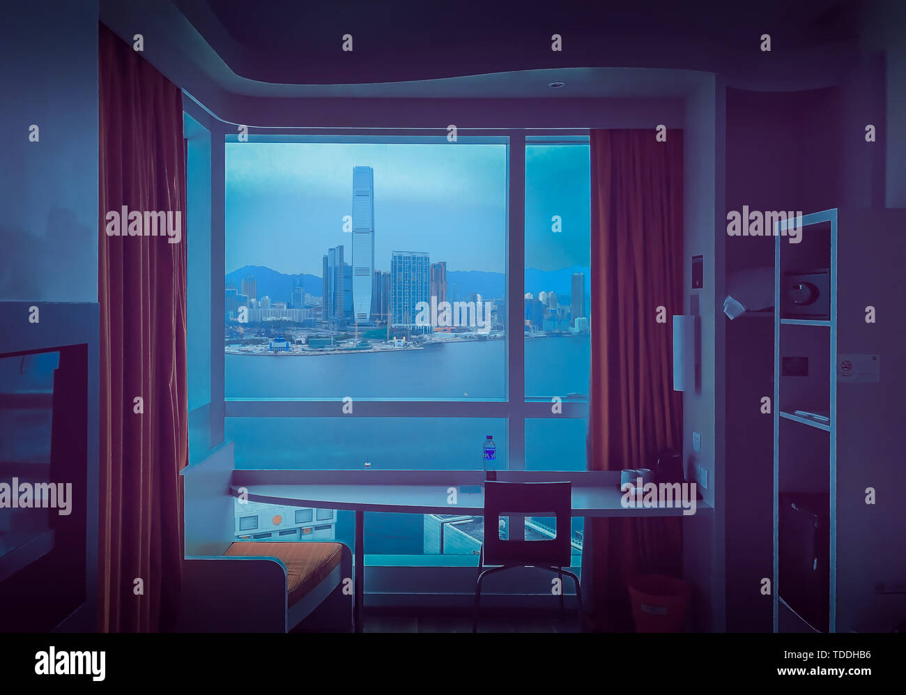 Overlooking victoria harbour and universal trade square hi-res stock ...