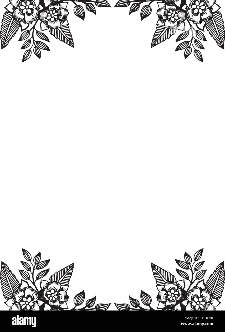 Vector illustration various drawing of flower frame for greeting card ...