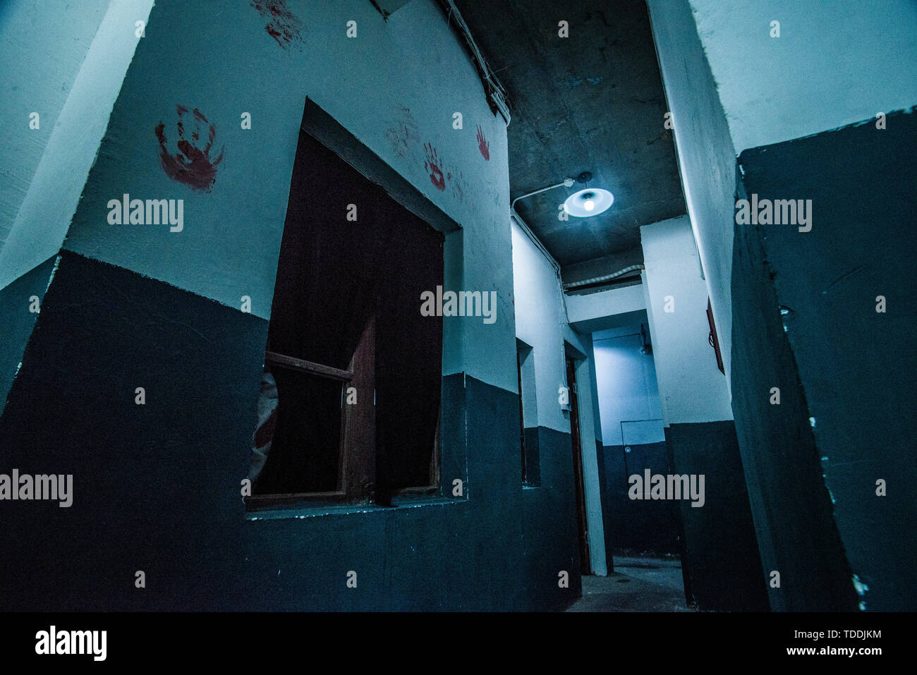 Horror haunted house, hospital-themed secret room escape Stock Photo ...