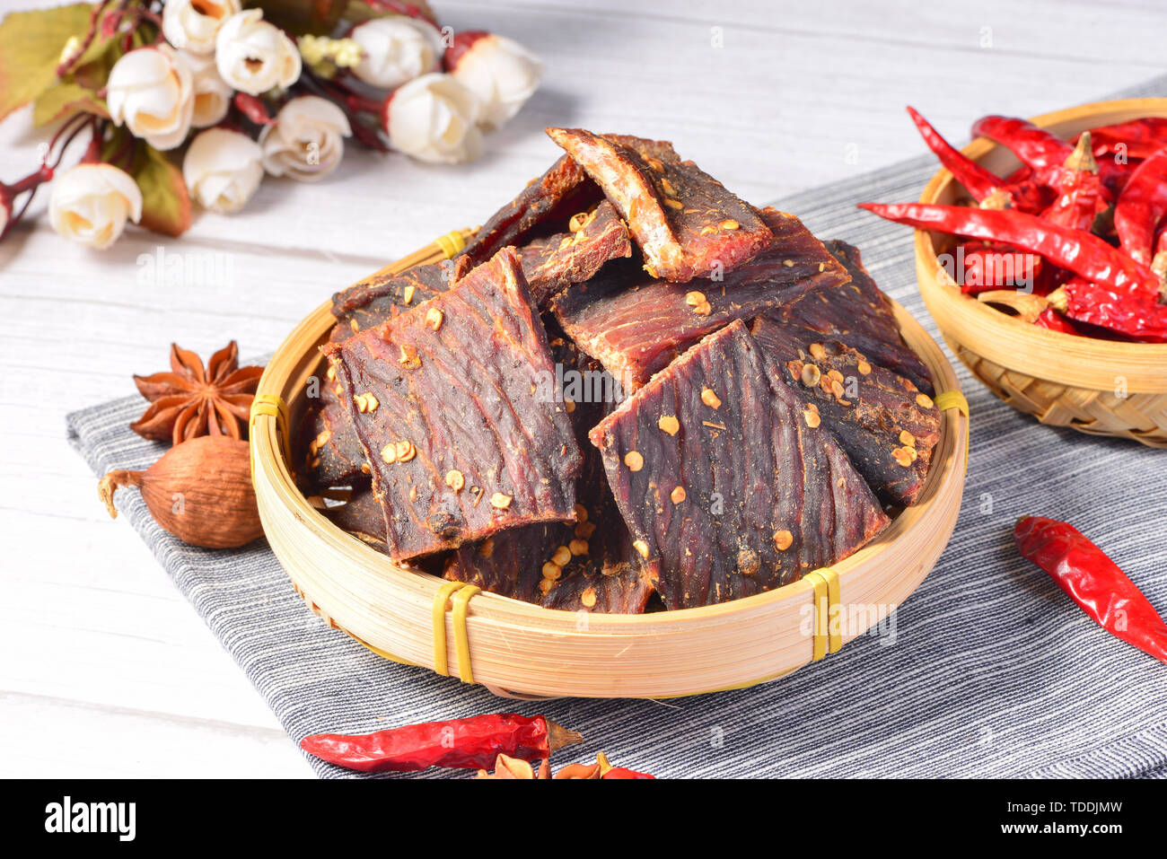 Air-dried hand-torn beef HD picture Stock Photo - Alamy