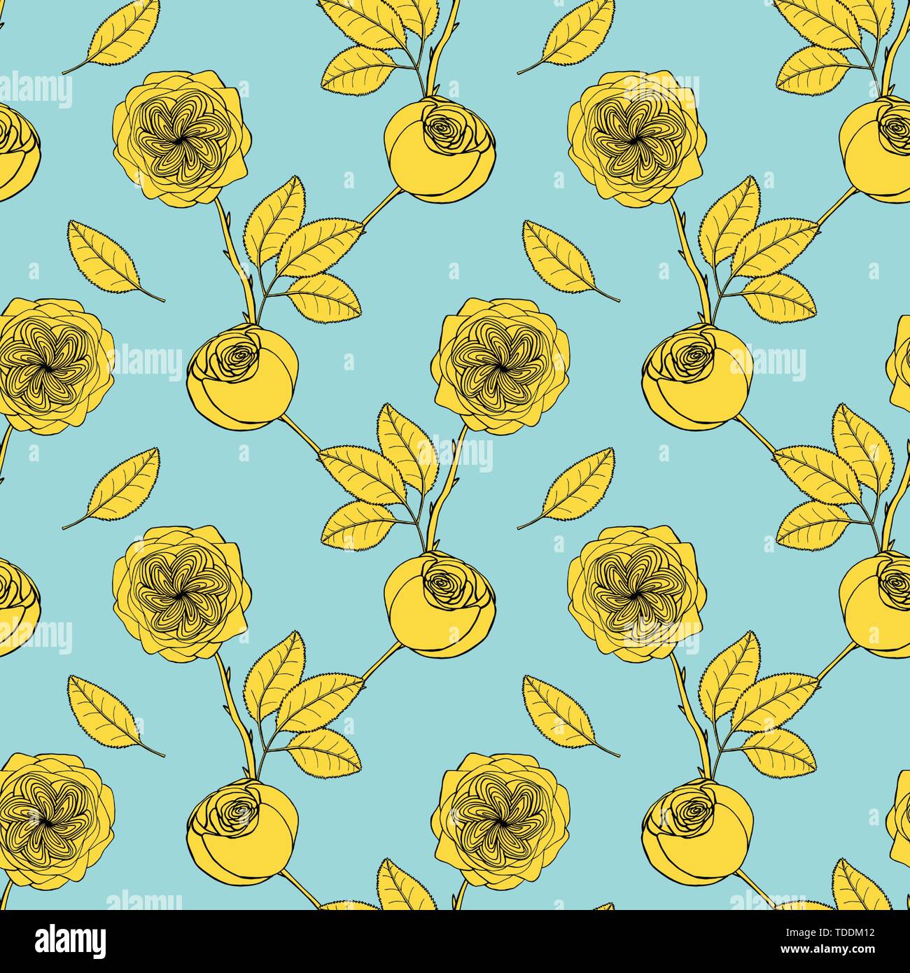 Seamless pattern with juliet garden rose flowers, nature floral ...