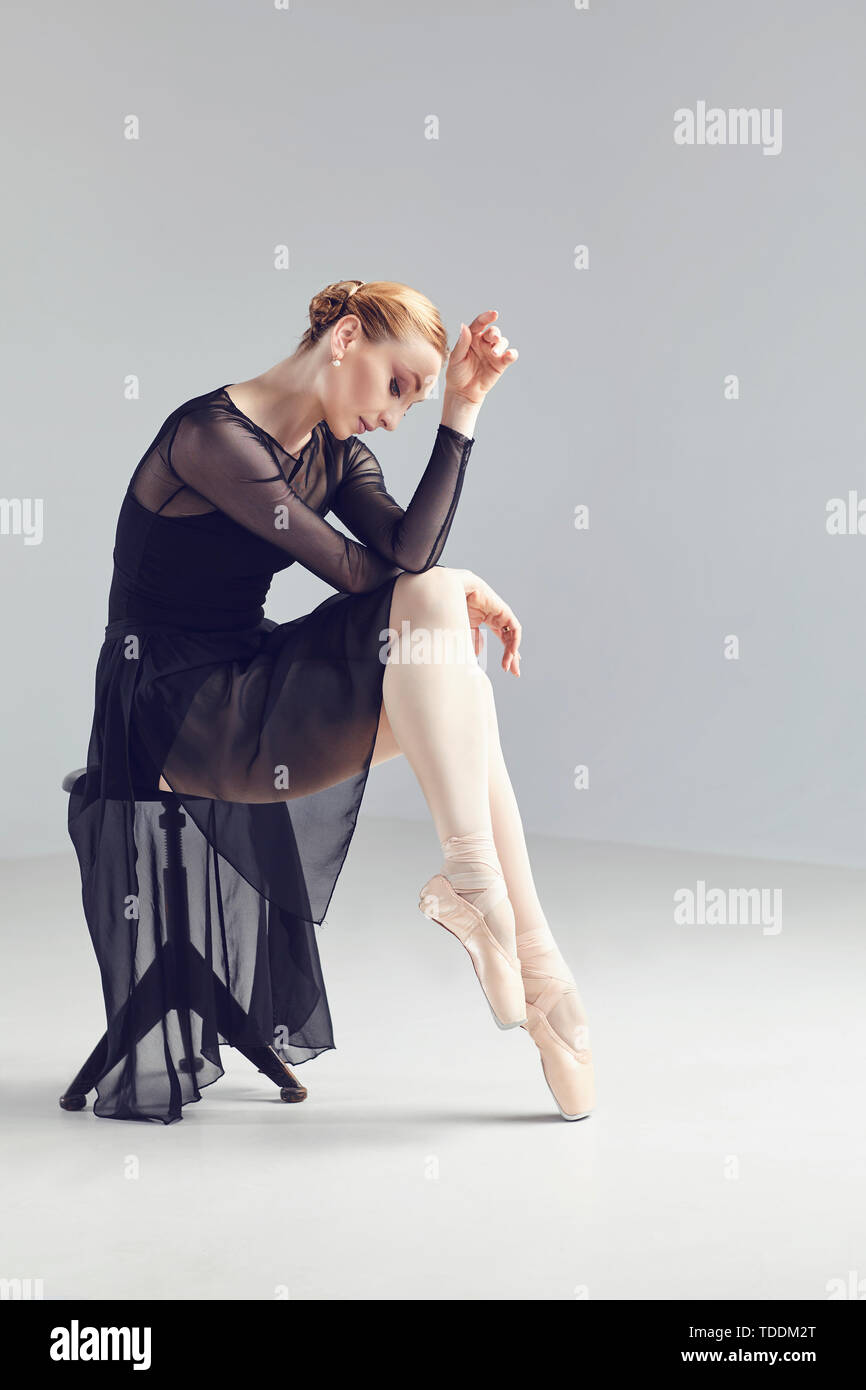 Ballet Dancer Black And White Sitting