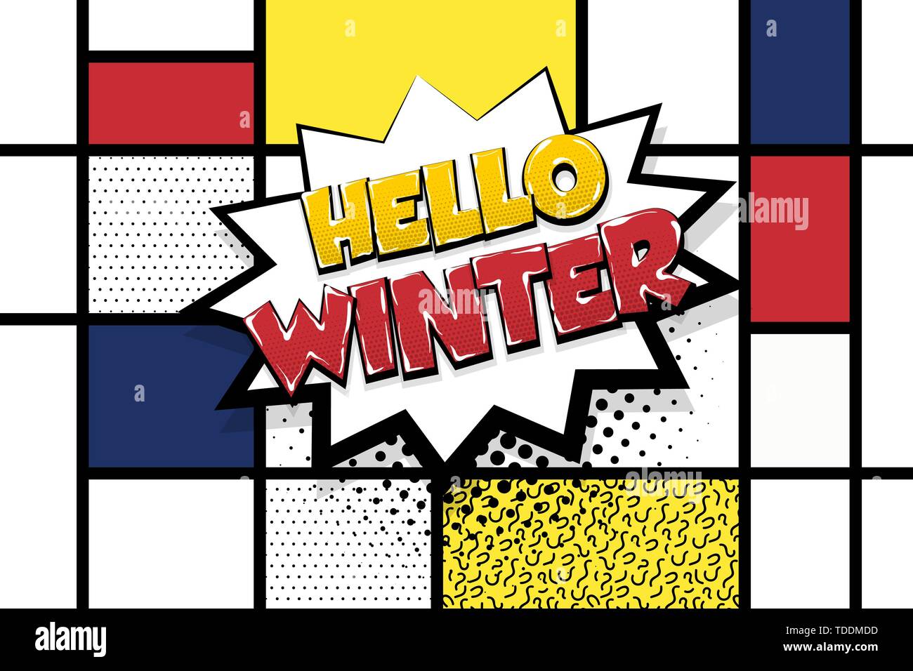Hello winter comic text speech bubble pop art. Comics book halftone ...