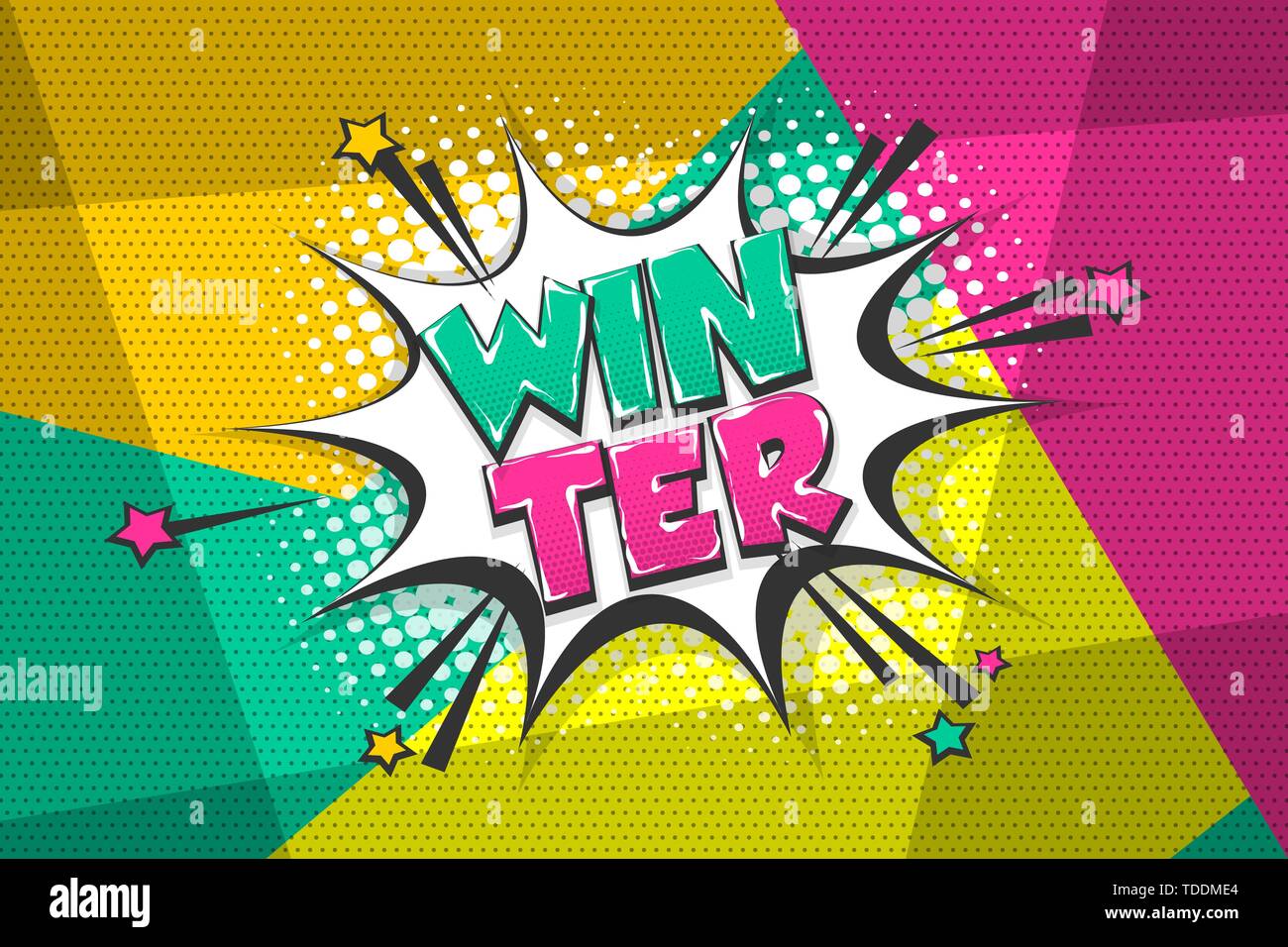 Winter comic text speech bubble pop art. Comics book halftone geometric ...