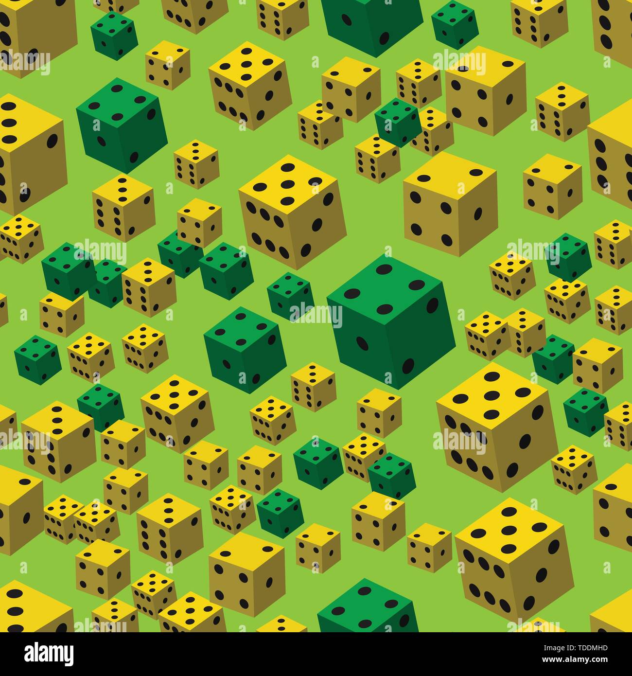Yellow Green Dice Seamless Pattern, 3D illustration Stock Vector Image ...