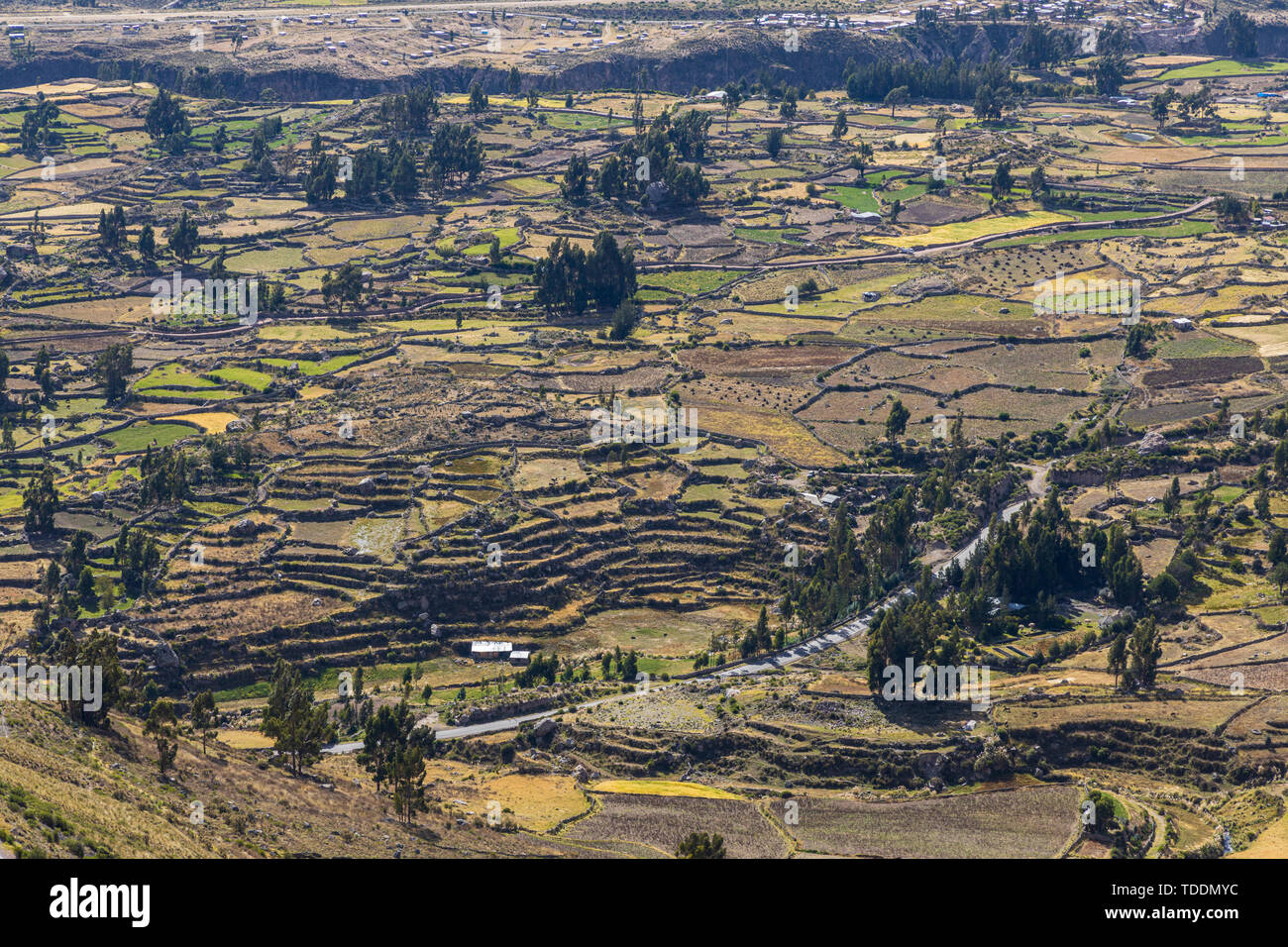 Panorama over the town of Chivay by the Colca Canyon, Peru Stock Photo ...