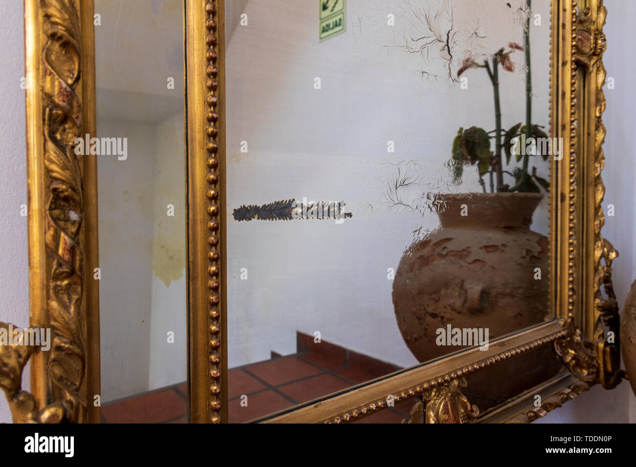 Mirror damaged by moisture, damp in a hotel in Arequipa, Peru Stock ...