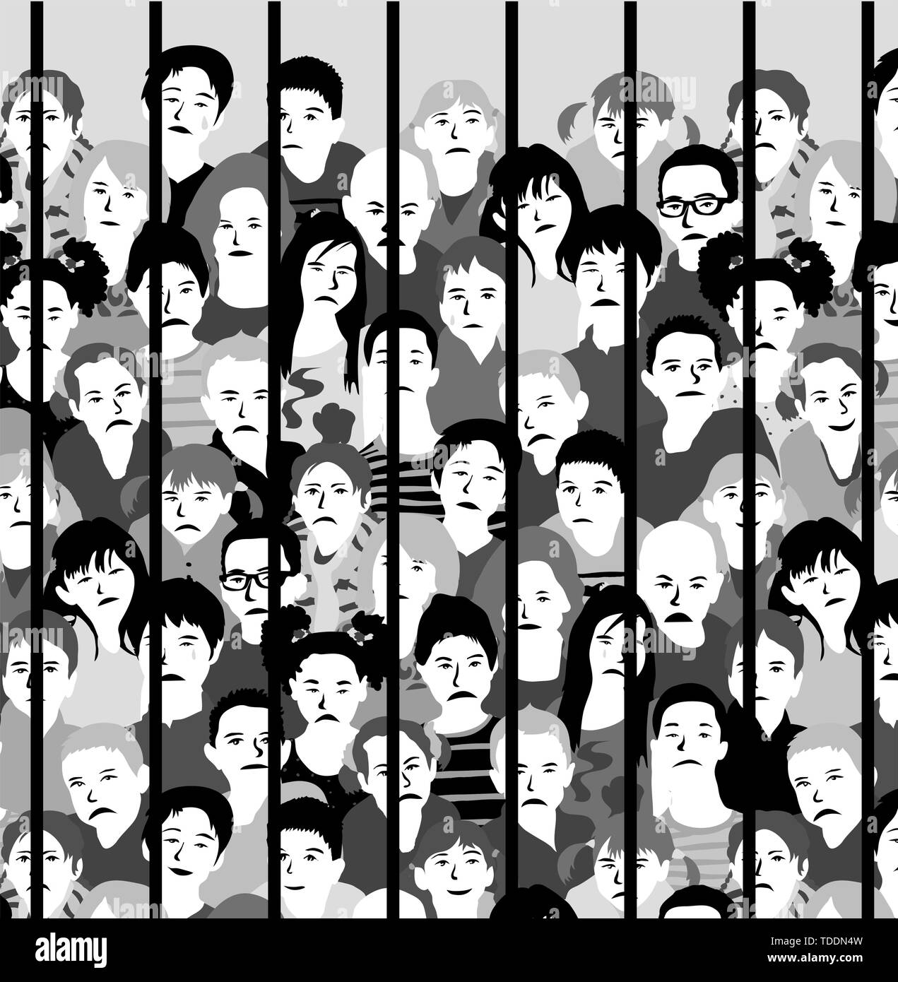 Sad Group Of People Black And White