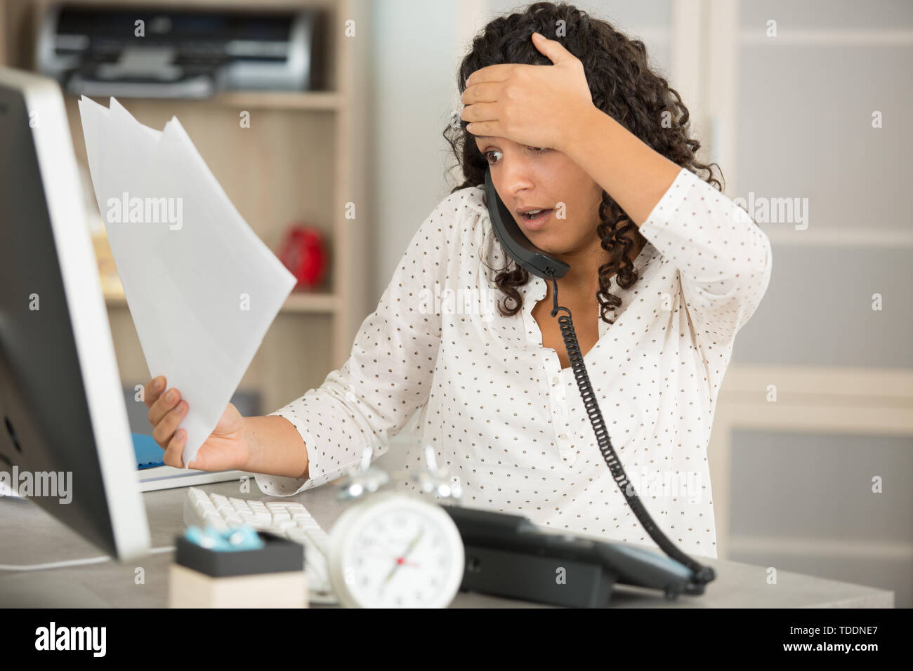 woman lots of work in the office Stock Photo - Alamy