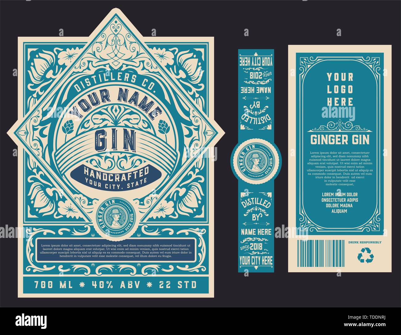 Gin label template hi-res stock photography and images - Alamy