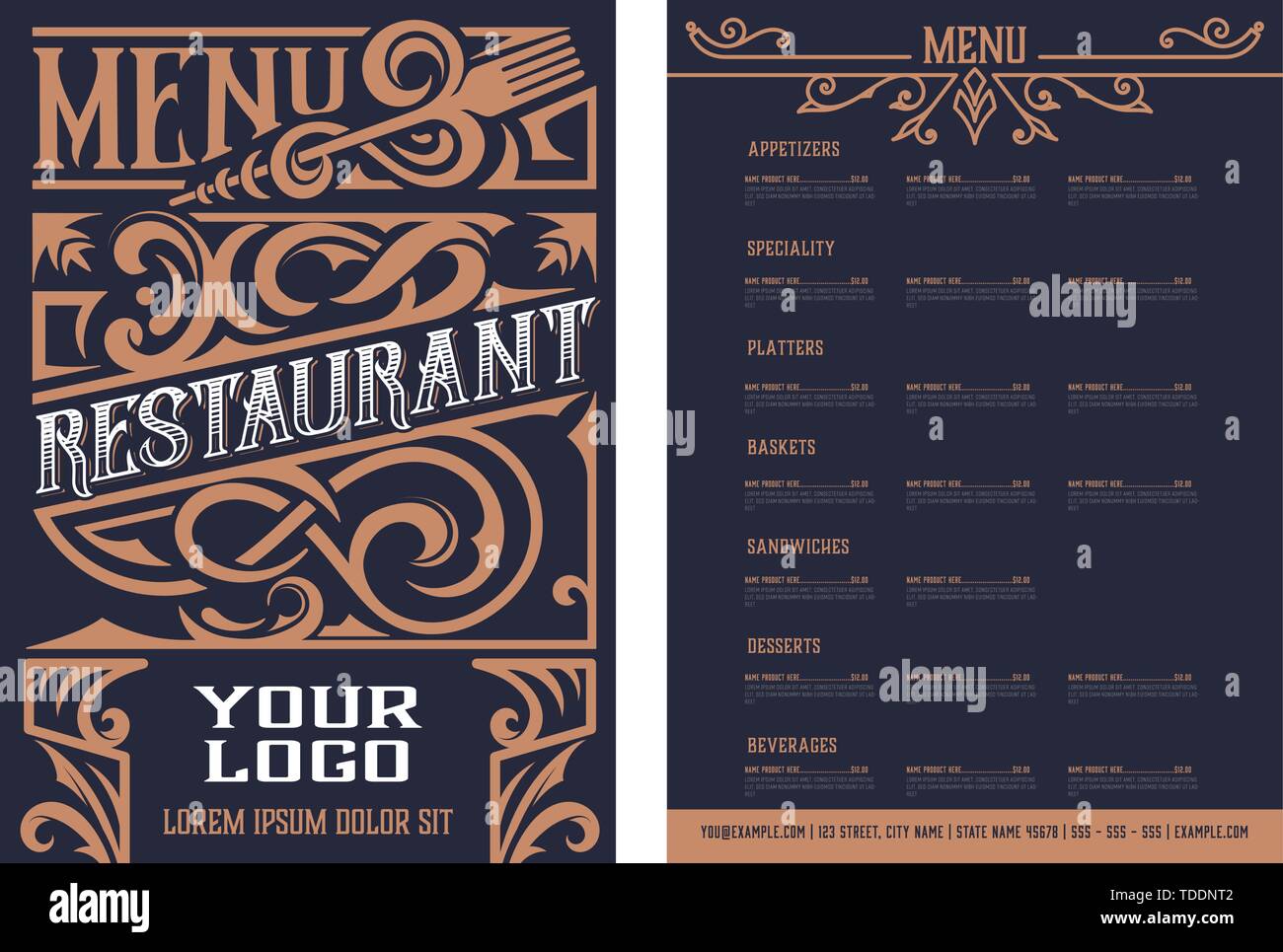Vintage restaurant menu design template. Vector layered Stock Vector ...