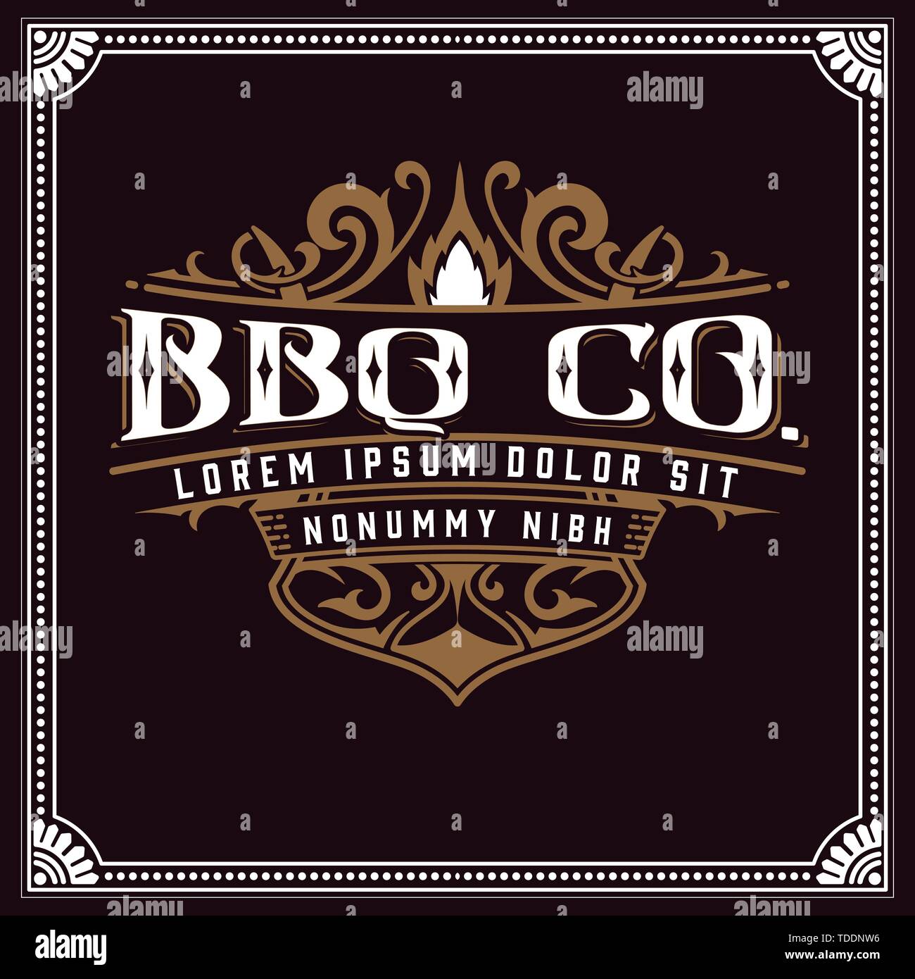 Vintage Bbq Logo Vintage Pork Barbecue Grill Restaurant Logo Stock