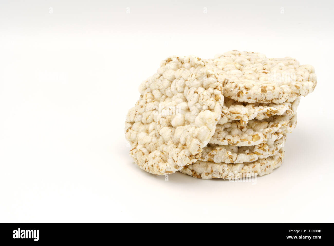 Grain crispbreads on white background. Puffed whole grain crispbread ...