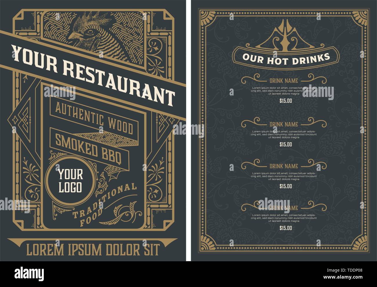 Vintage restaurant menu design template. Vector layered Stock Vector ...