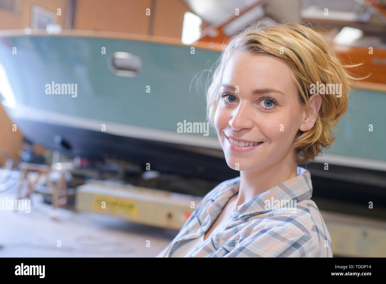 woman in boatyard Stock Photo - Alamy