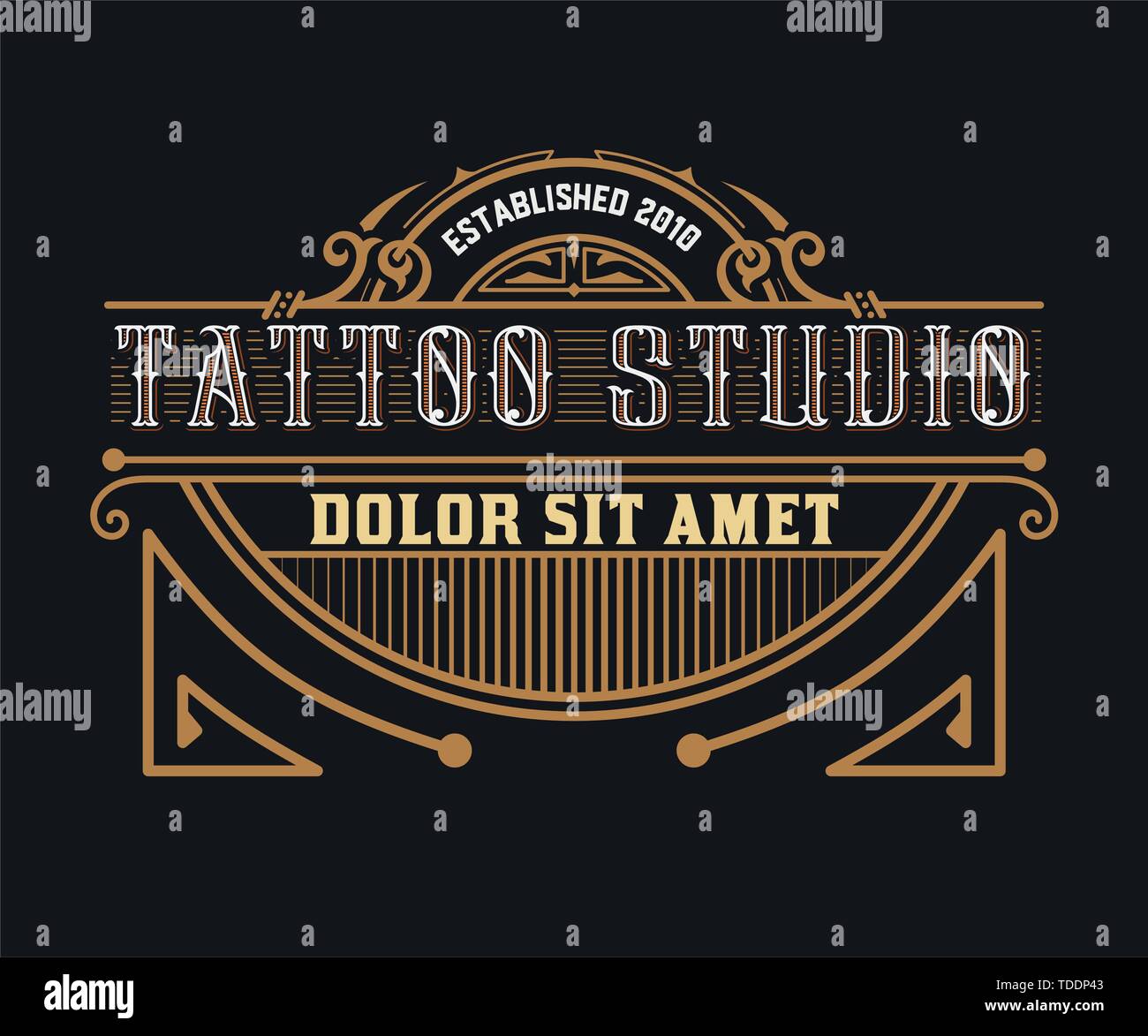 Tattoo logo template with vintage ornaments.Vector layered Stock Vector ...