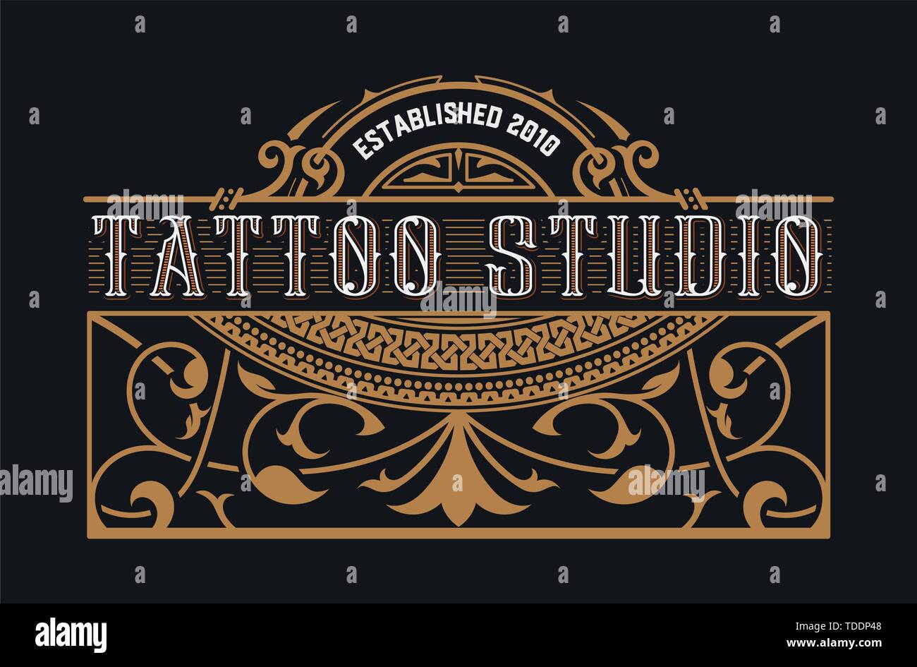 Tattoo logo template with vintage ornaments.Vector layered Stock Vector ...