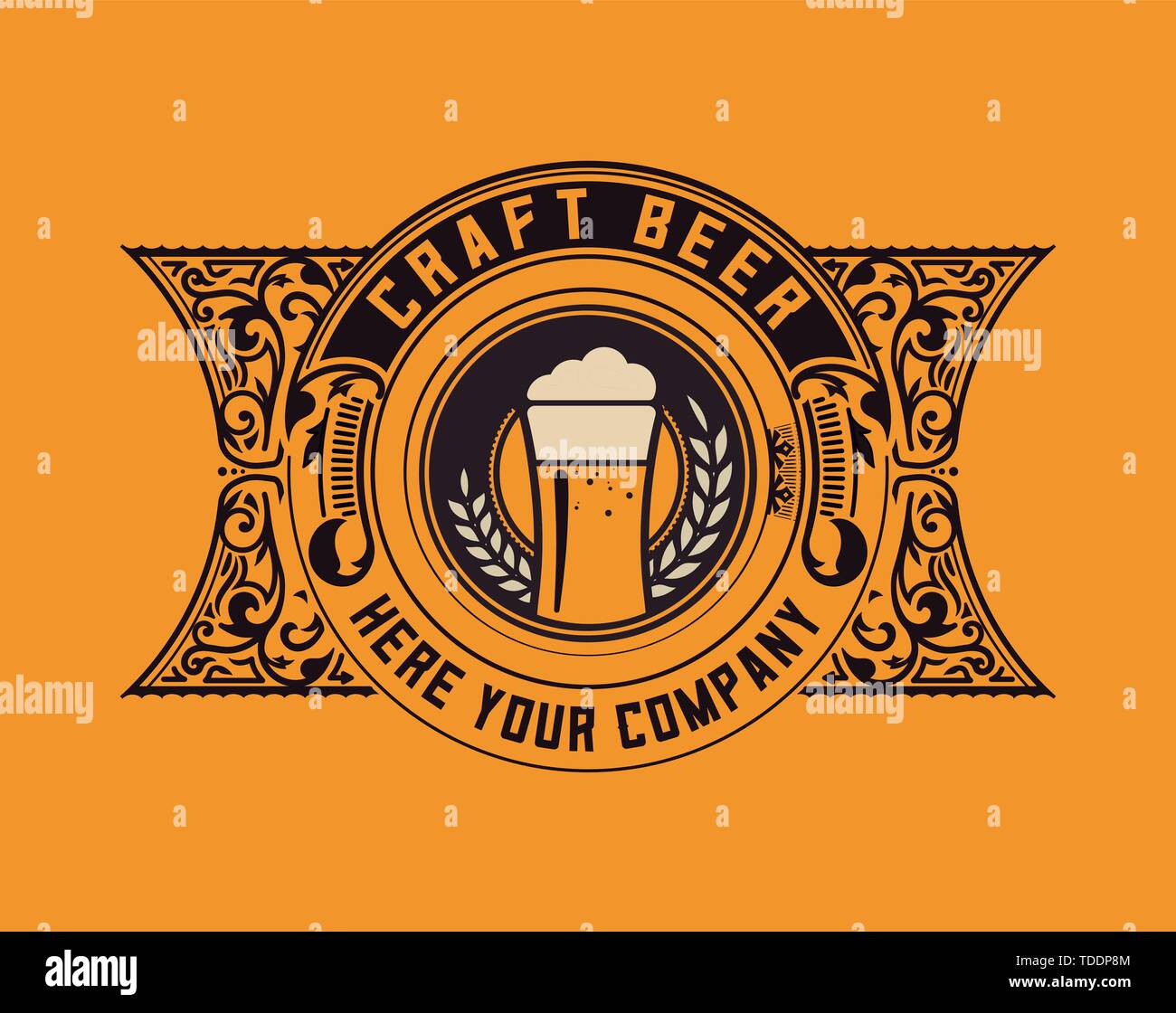 Vintage beer label with floral ornaments Stock Vector Image & Art - Alamy