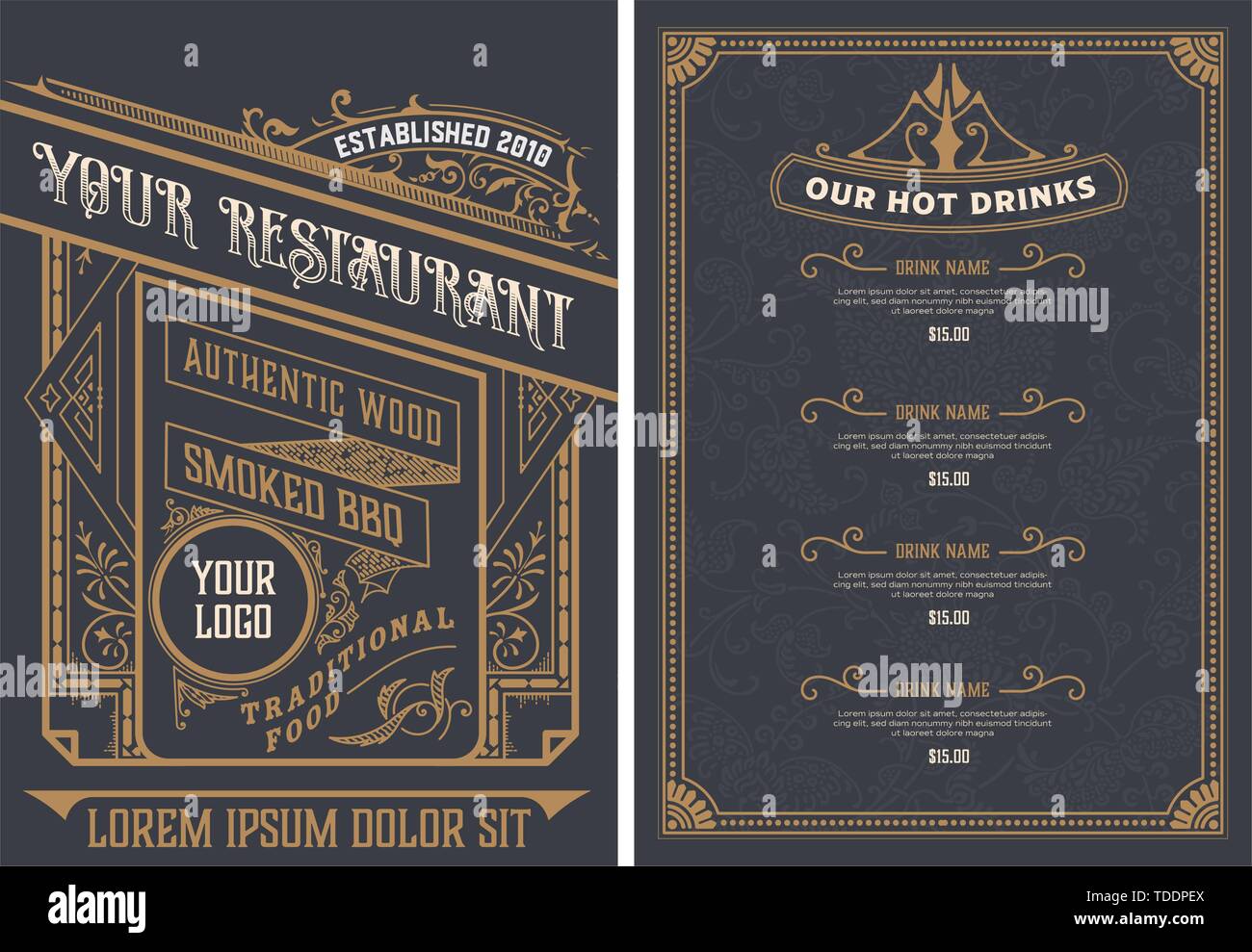 Vintage restaurant menu design template. Vector layered Stock Vector ...