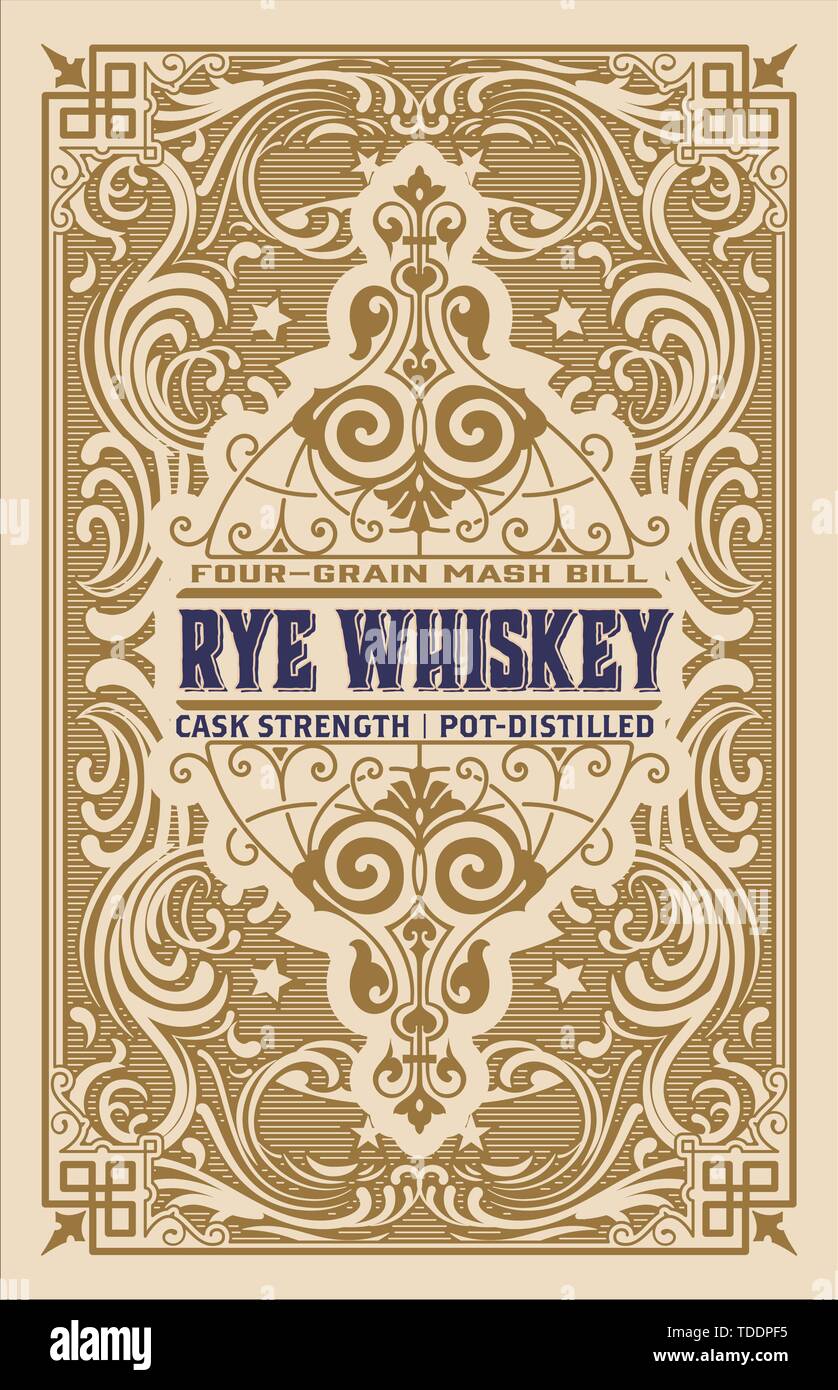 Vintage label for packing. Western style with floral details Stock ...