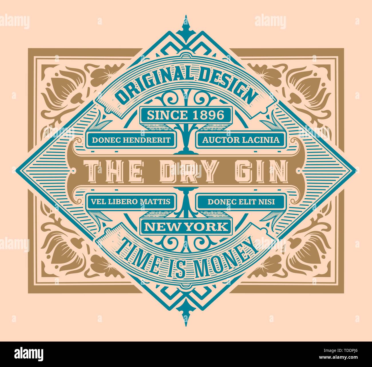 Vintage Gin label. Vector layered Stock Vector Image & Art - Alamy