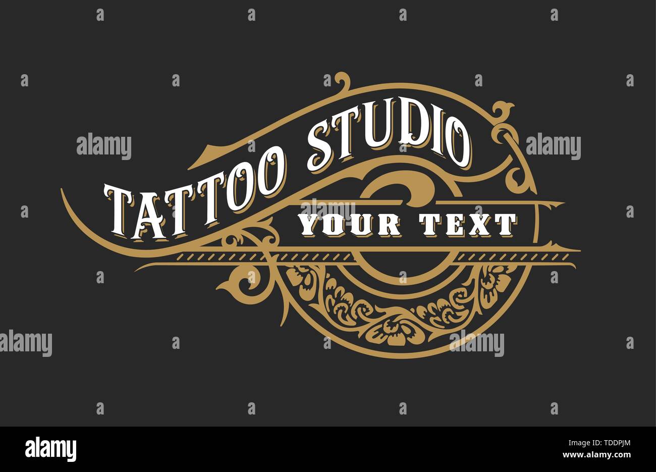 Tattoo logo template with vintage ornaments. Layered Stock Vector Image ...