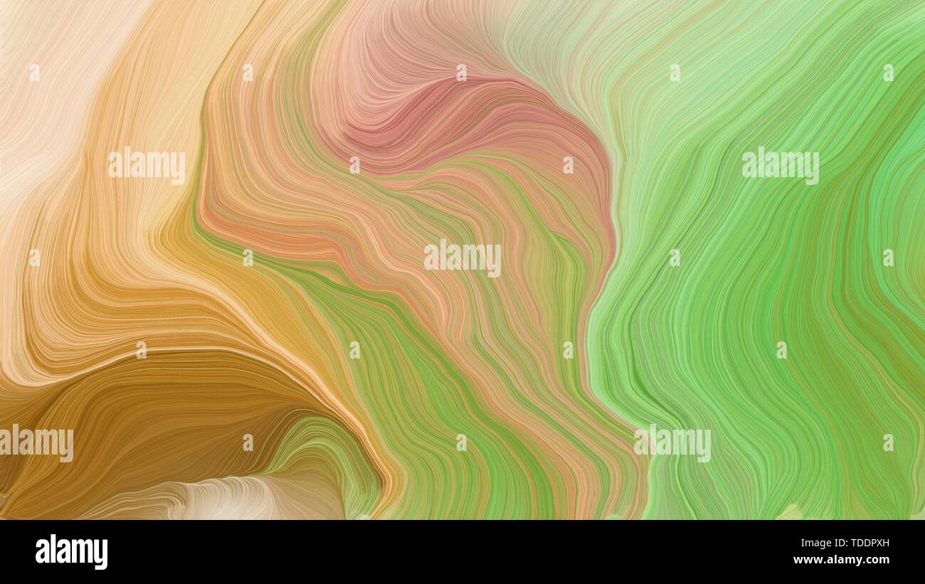 curved lines with dark khaki, wheat and moderate green colors. modern ...