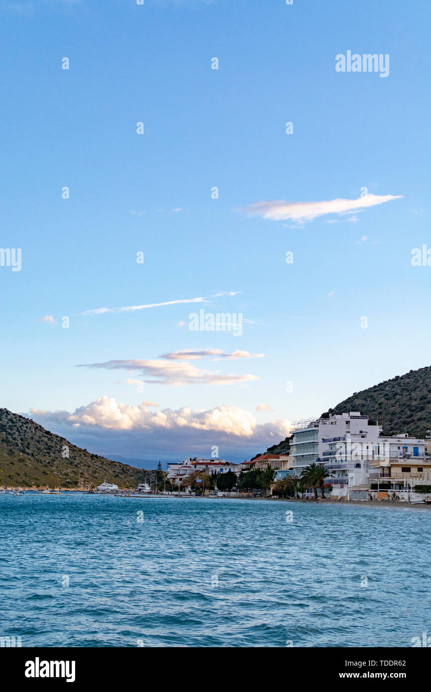 Small town Tolo, located near Nafplio in cozy sea bay with clear water ...