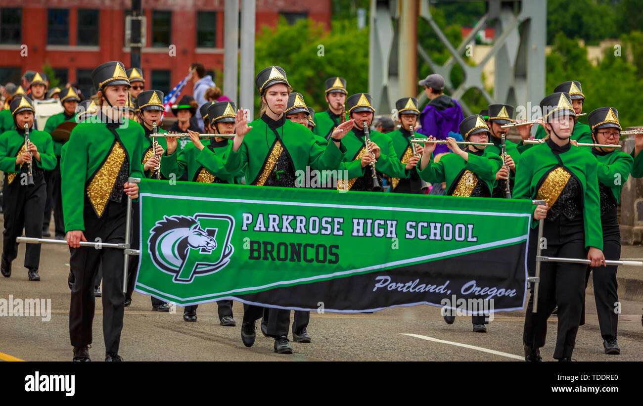 Portland, Oregon, USA - June 8, 2019: Parkrose High School Marching ...
