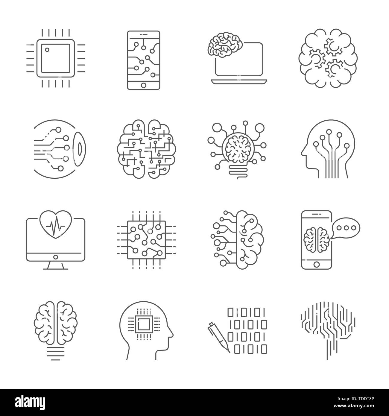 Brain illustration network circuit line Black and White Stock Photos ...