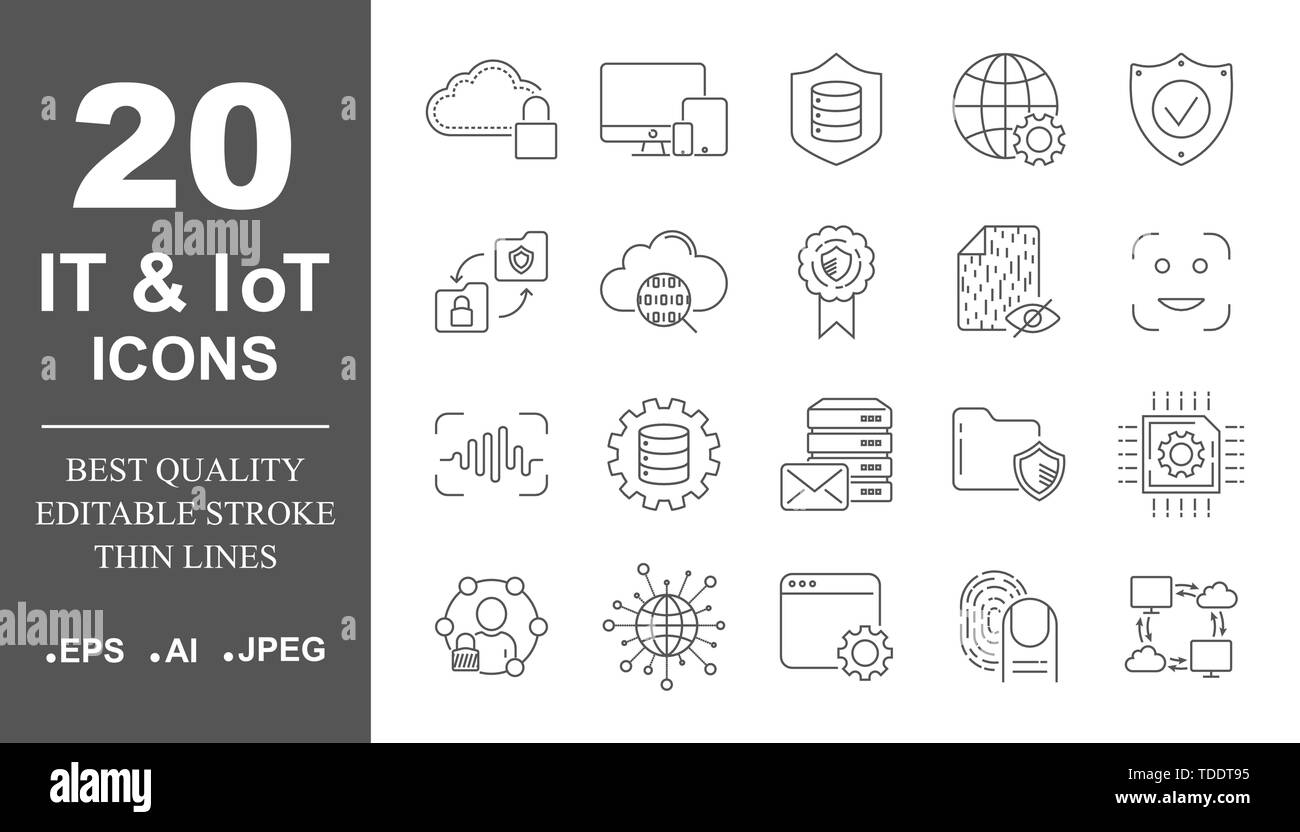 Premium set of network, IT, IoT line icons. Simple pictograms pack ...
