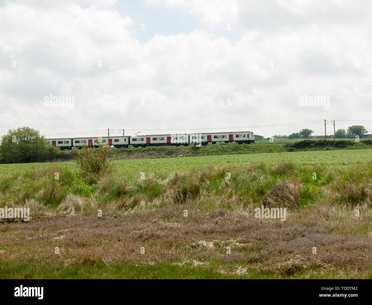 train riding through countryside scene on tracks travel background ...