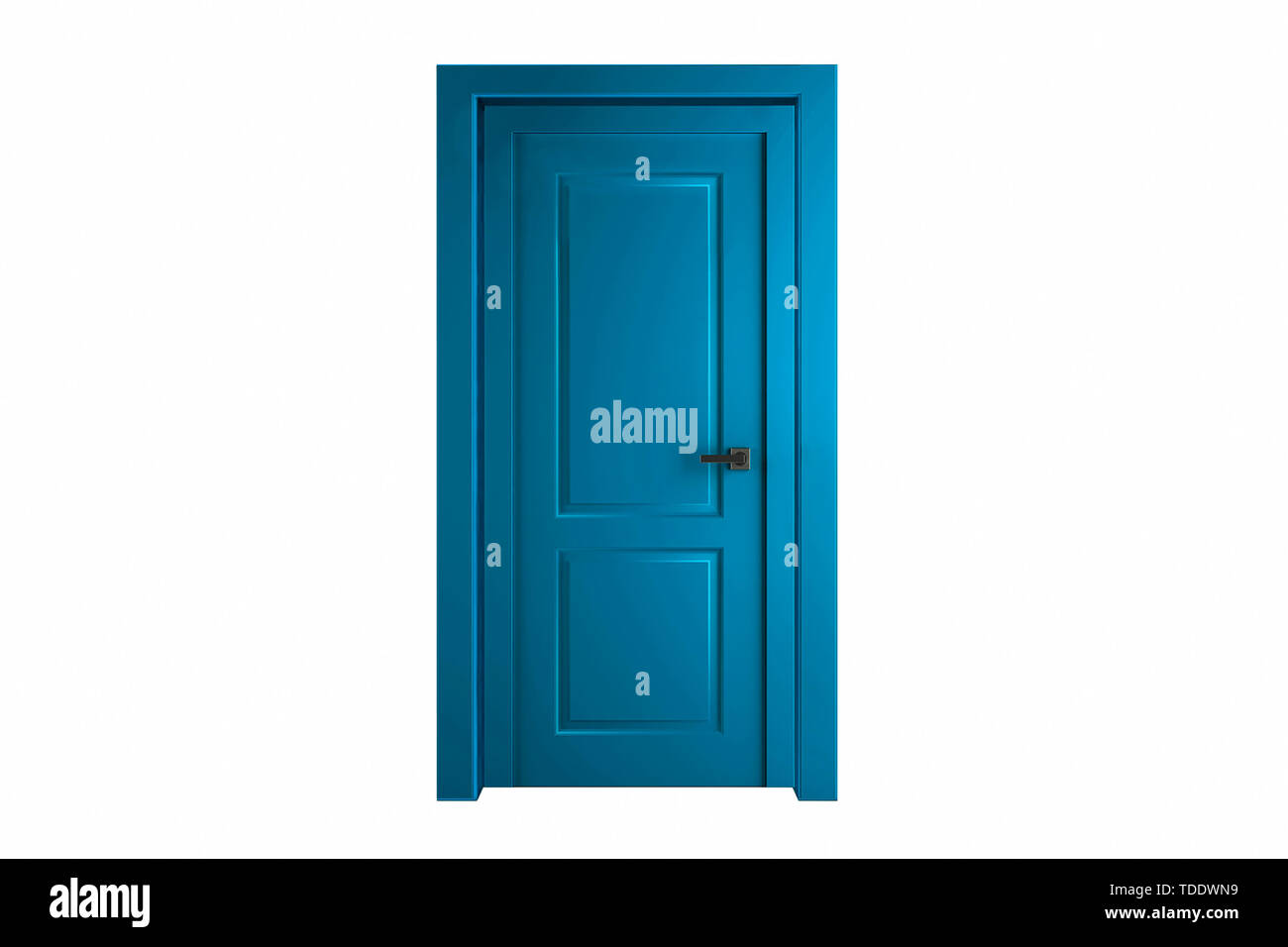 Modern blue room door isolated on white background Stock Photo - Alamy