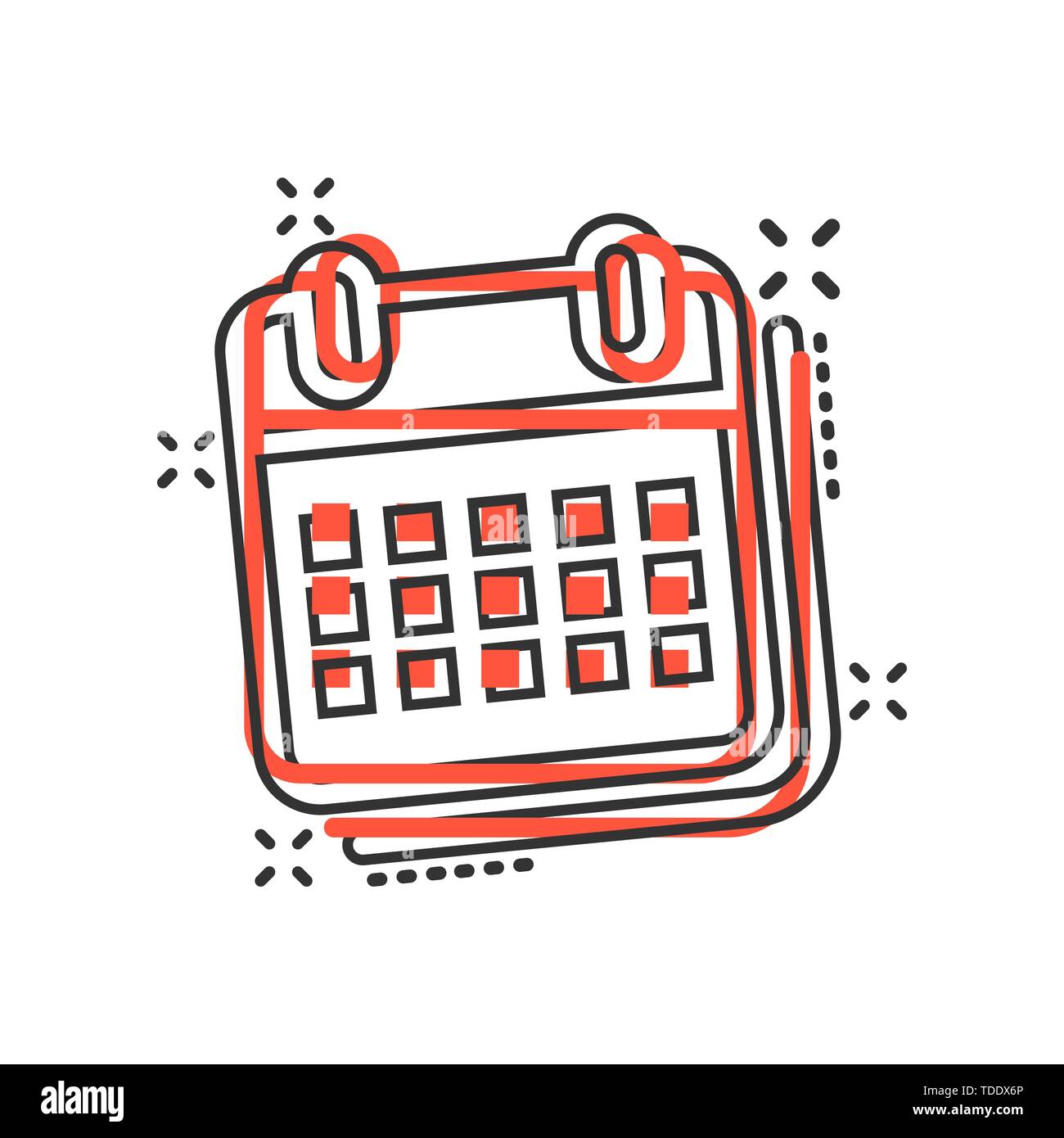 Calendar organizer icon in comic style. Appointment event vector ...