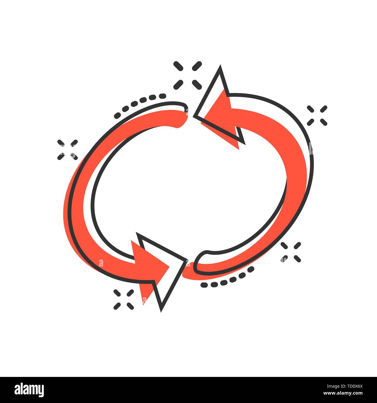 Arrow rotation icon in comic style. Sync action vector cartoon ...